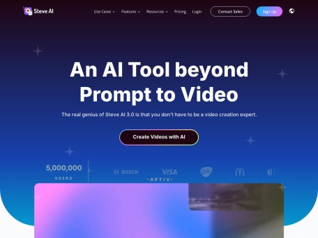 Steve AI: AI-Powered Video Generation Platform, Effortlessly Transforming Text into High-Quality ...